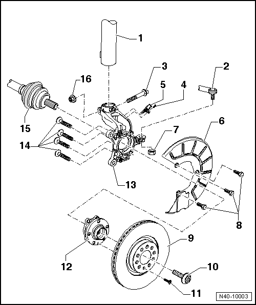Audi Workshop Service and Repair Manuals > A3 Mk2 > Running gear, front ...