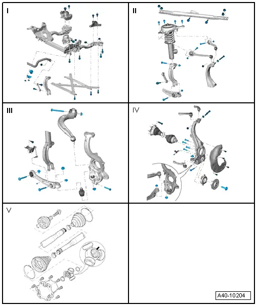 Audi Workshop Service and Repair Manuals > A4 Mk3 > Running gear, front ...
