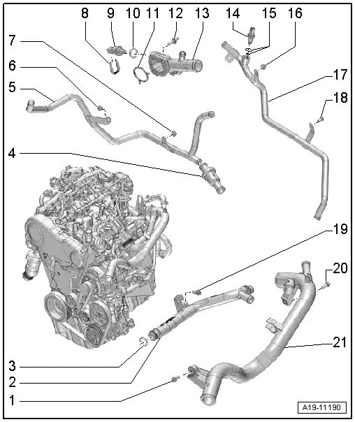 Audi A5 4-cylinder TDI Engine Cooling Parts & Diagram