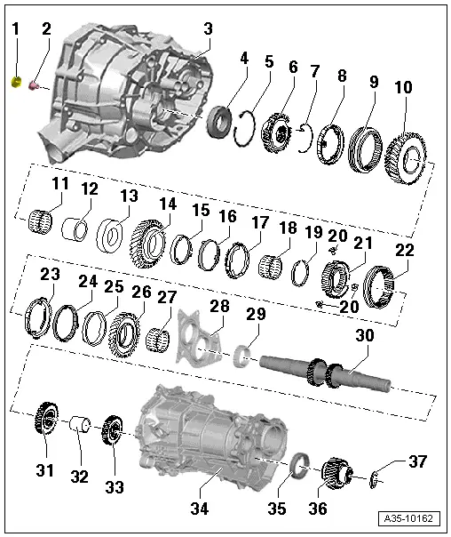 Audi Workshop Service and Repair Manuals > A5 > Power transmission | Servicing 6-speed manual ...