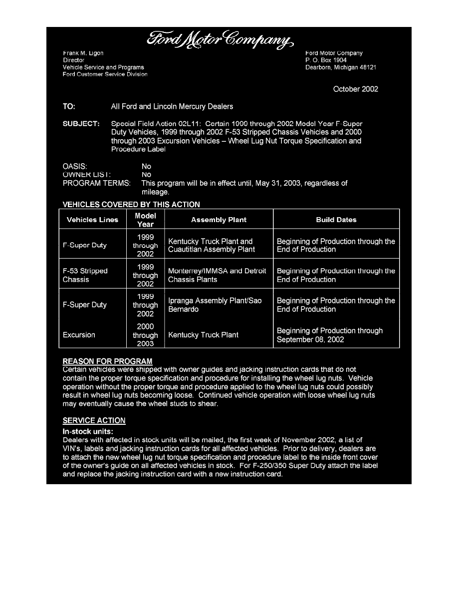 Ford Workshop Service and Repair Manuals > F 250 2WD Super Duty V10-6 ...