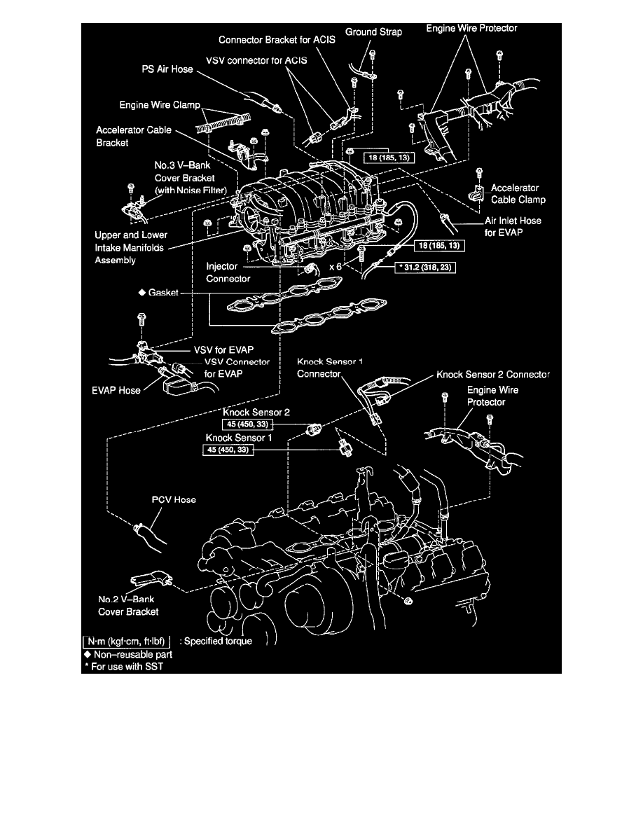 Lexus GS 400 V8-40L (1UZ-FE) Knock Sensor Component Information Diagrams